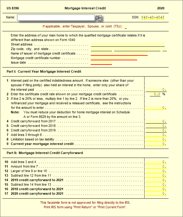 8396 - Mortgage Interest Credit – UltimateTax Solution Center